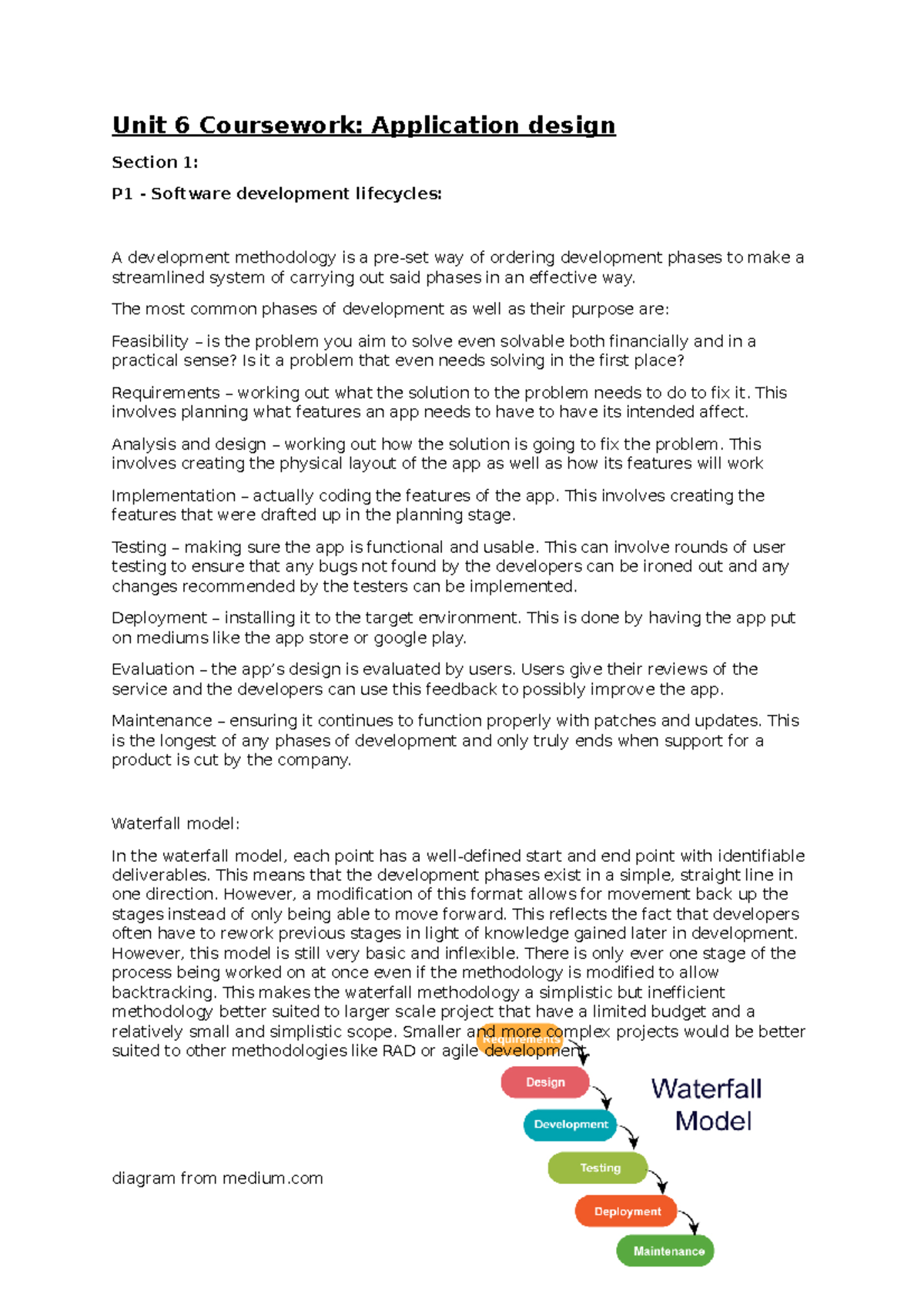 Unit 6 Coursework: Application Design & Development Methodologies - Studocu