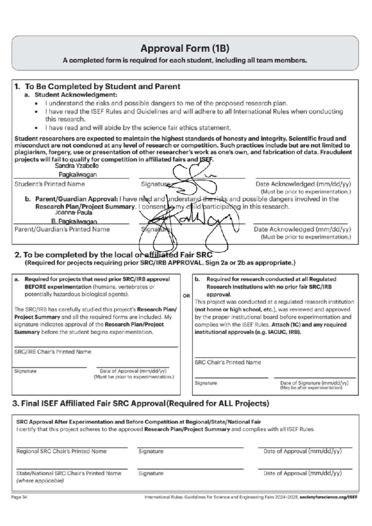 ISEF Form 1B: Student Research Approval Process - Studocu