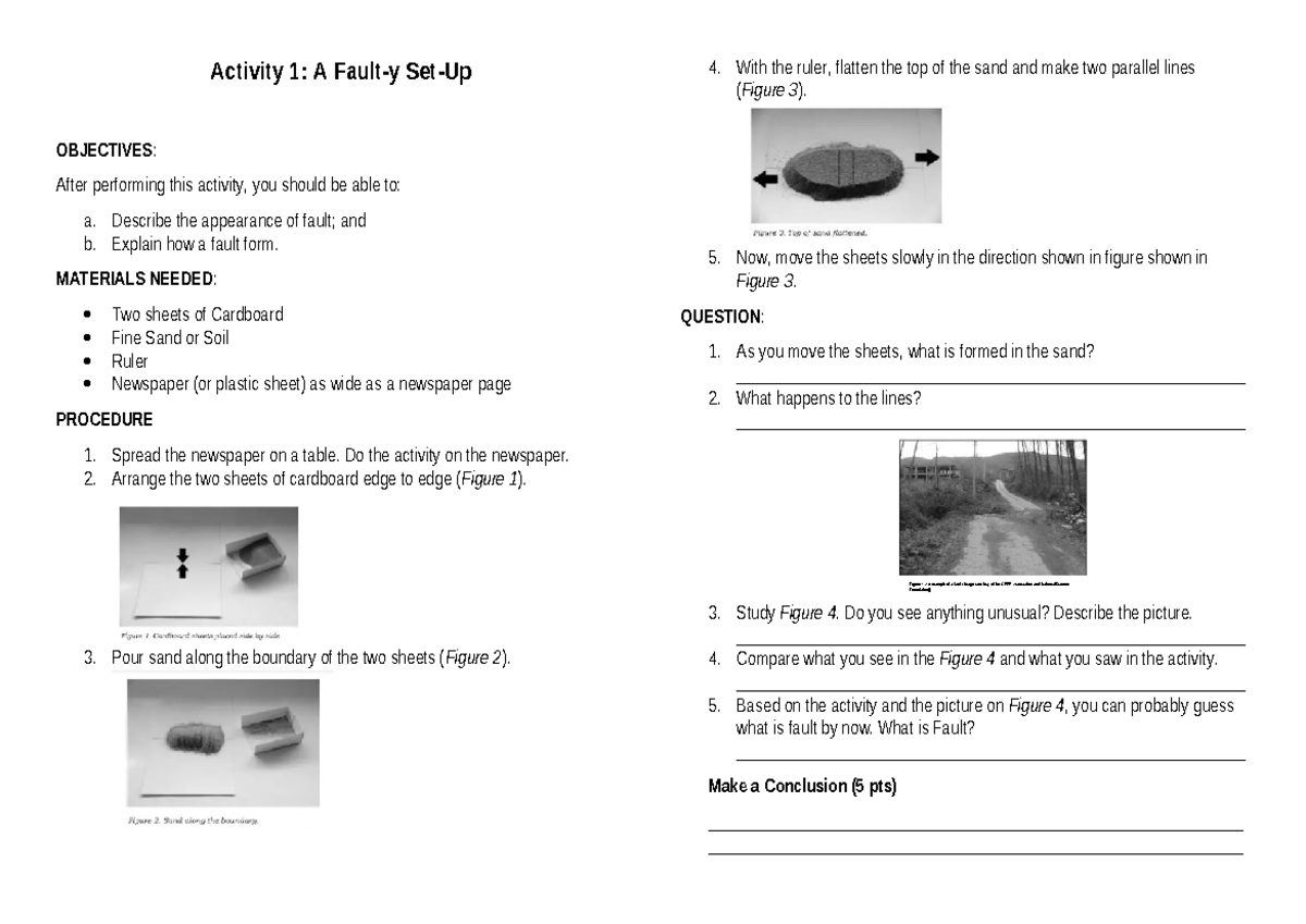 Activity 1 Fault-y Setup - Activity 1: A Fault-y Set-Up OBJECTIVES: After performing this ...