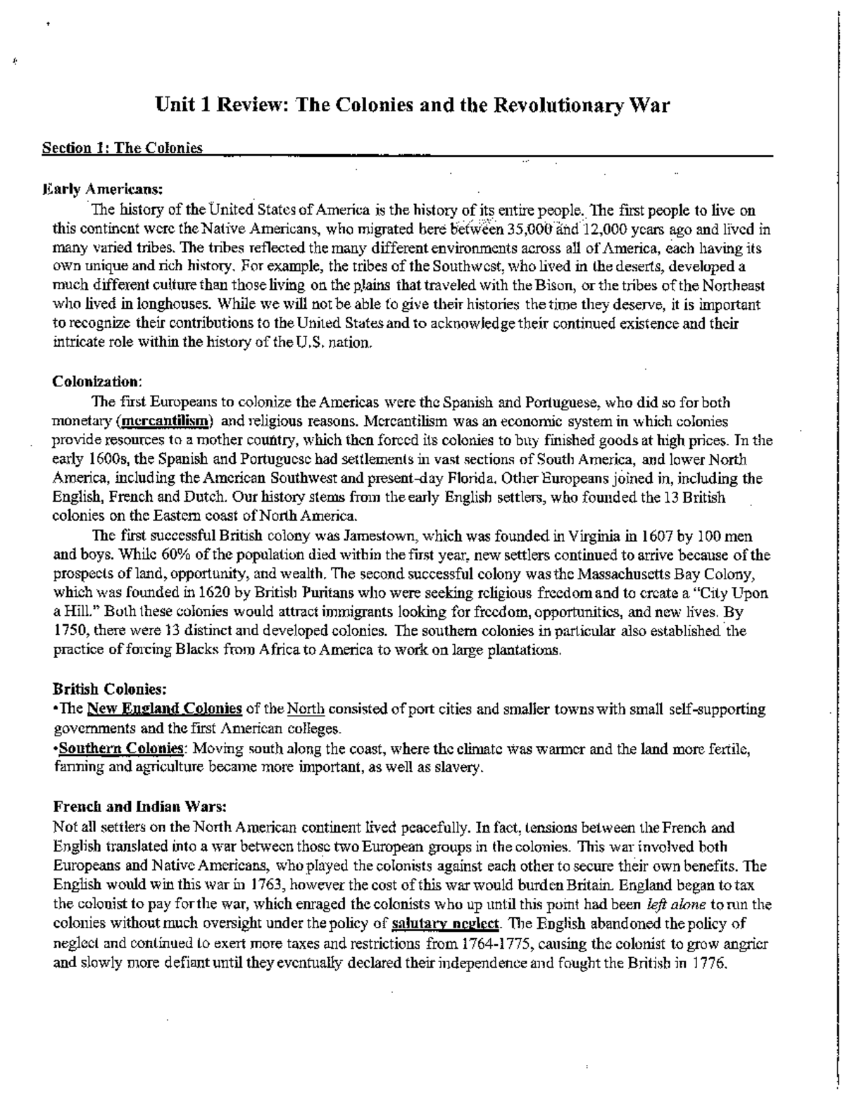 Final Exam Study Guide for ABC123: The Colonies & Revolutionary War ...