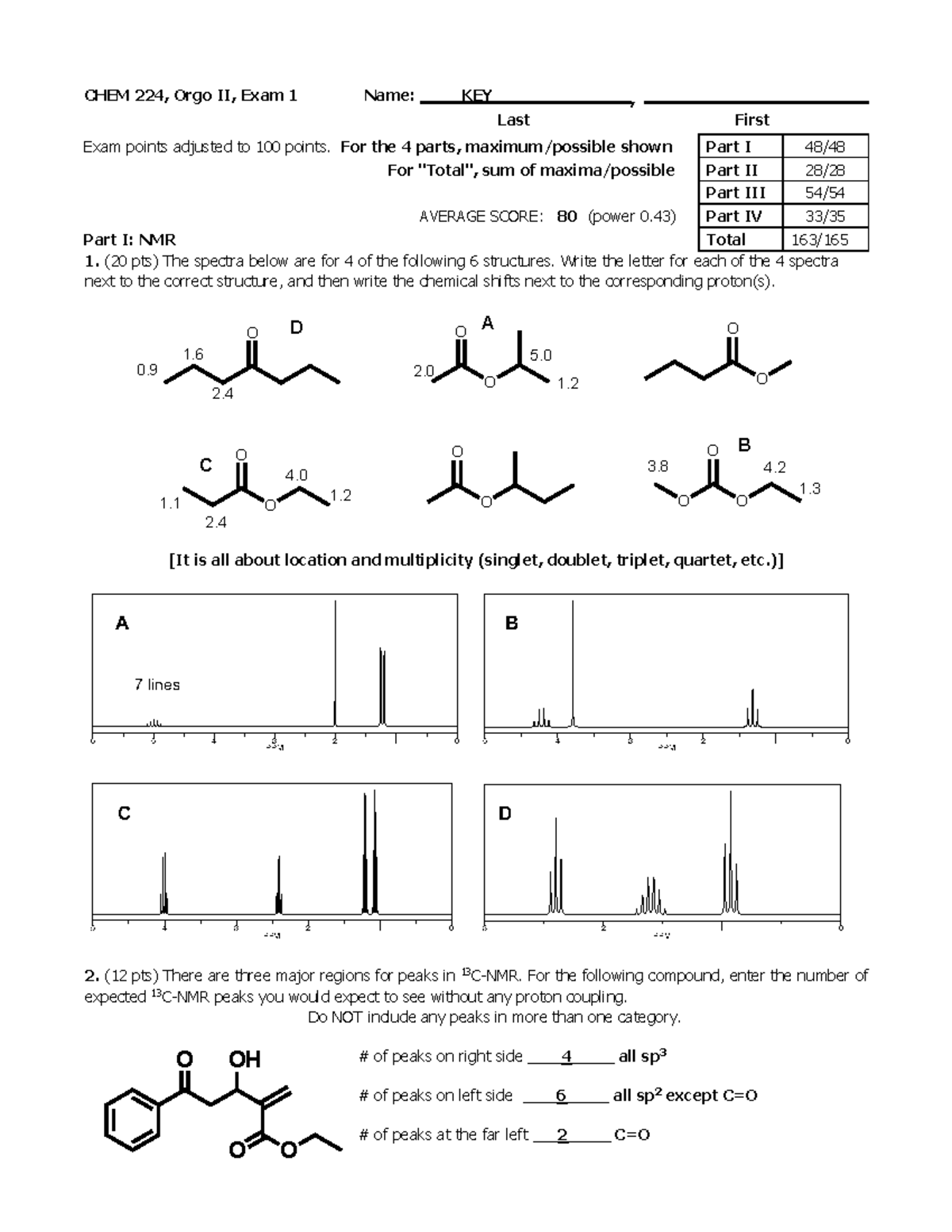 CHEM 224, Orgo II, Exam 1 S23 KEY - Practice Solutions - Studocu