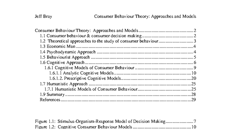 Consumer Behaviour Theory: Approaches & Models (CBT 101) - Studocu