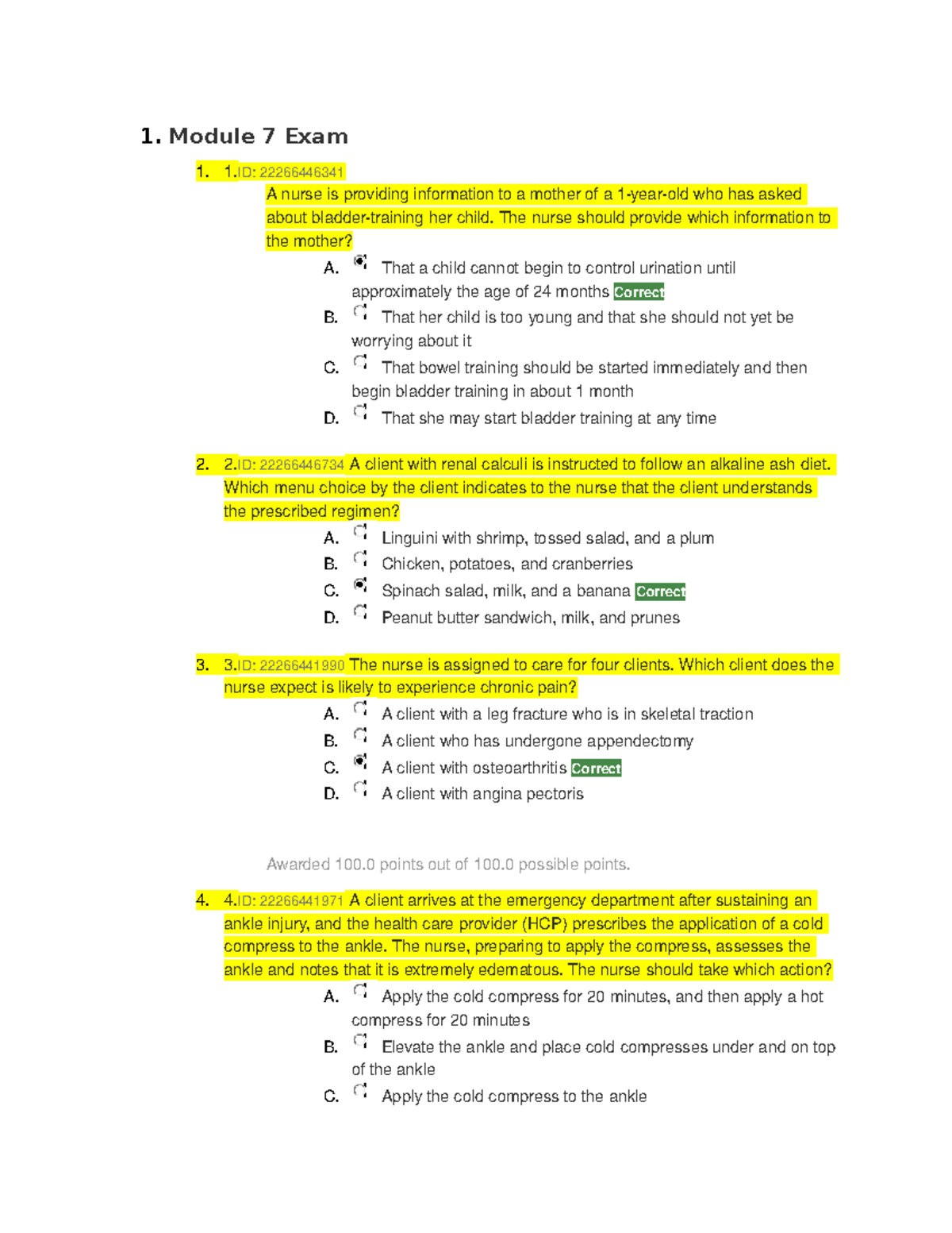 HESI - Module 7 Exam Questions and Answers with No Rationale - Studocu