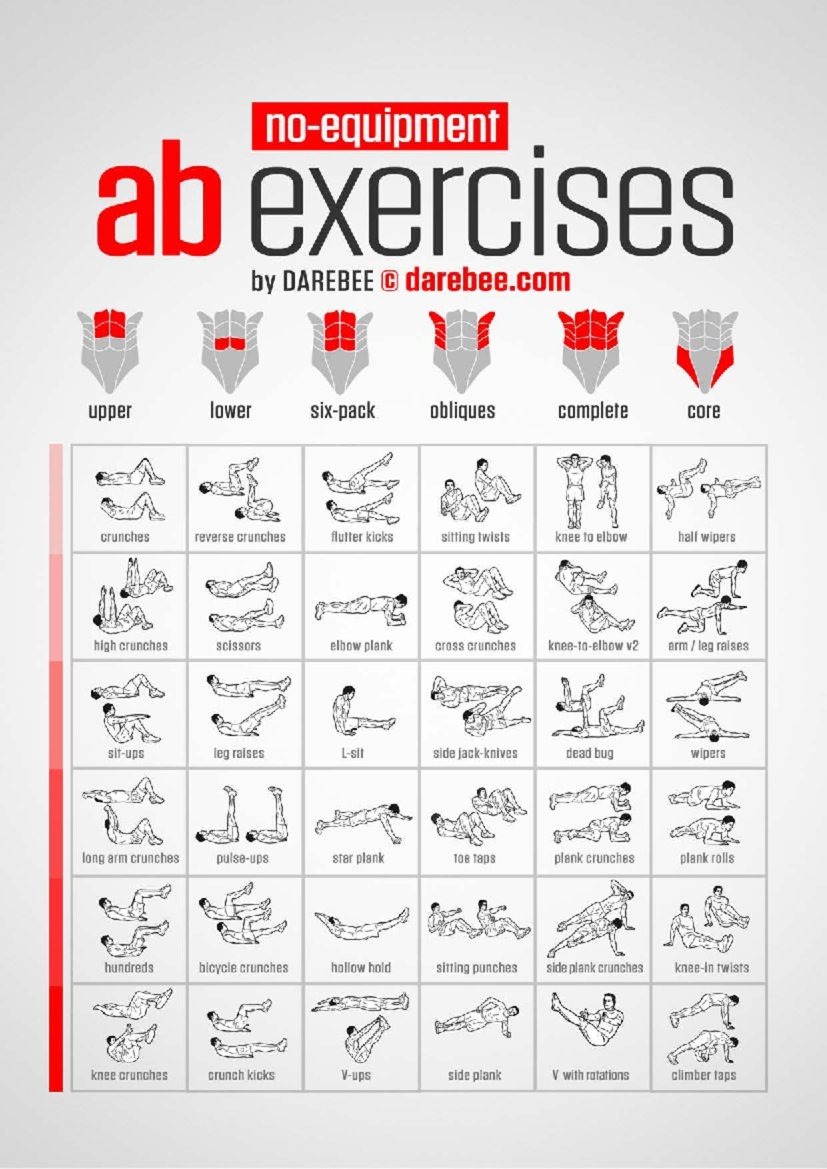 DAREBEE Ab Exercises Chart: Complete Core Workout Guide - Studocu