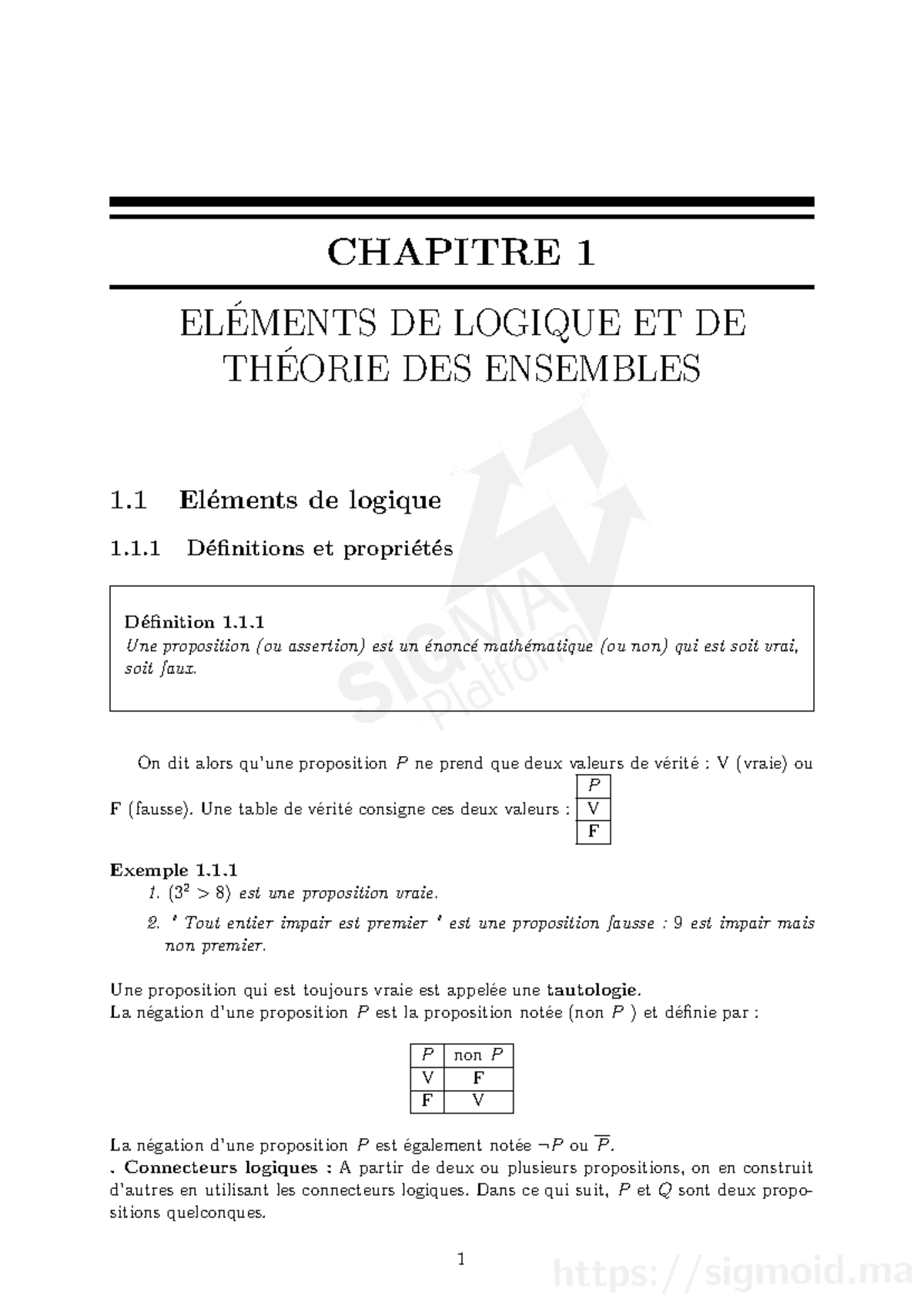 CHAPITRE 1 : ÉLÉMENTS DE LOGIQUE ET THÉORIE DES ENSEMBLES - Studocu