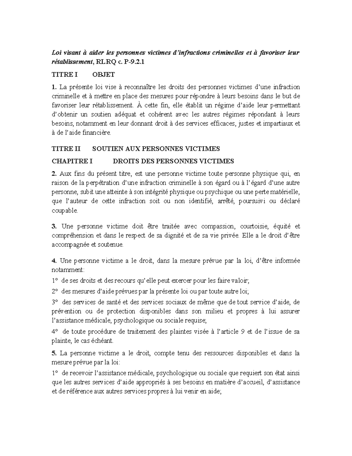 Lapvic 2024 - Loi sur les victimes - Loi visant à aider les personnes ...