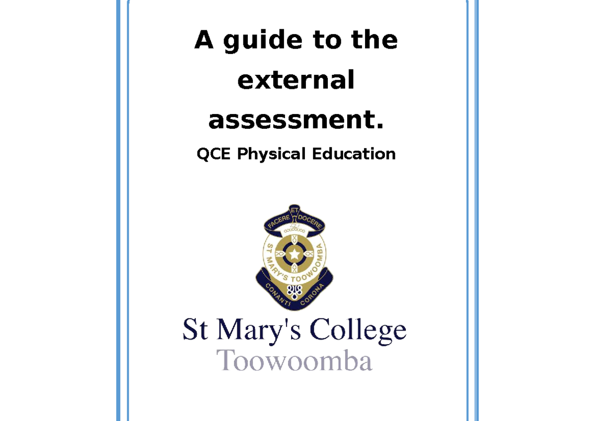 SMC Year 12 PE External Assessment Guide 2025 - Studocu