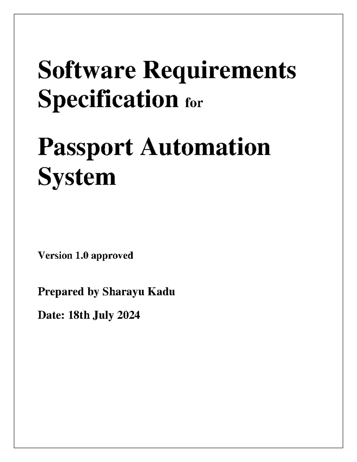 SRS for PAS: Automation of Passport Application & Verification System ...