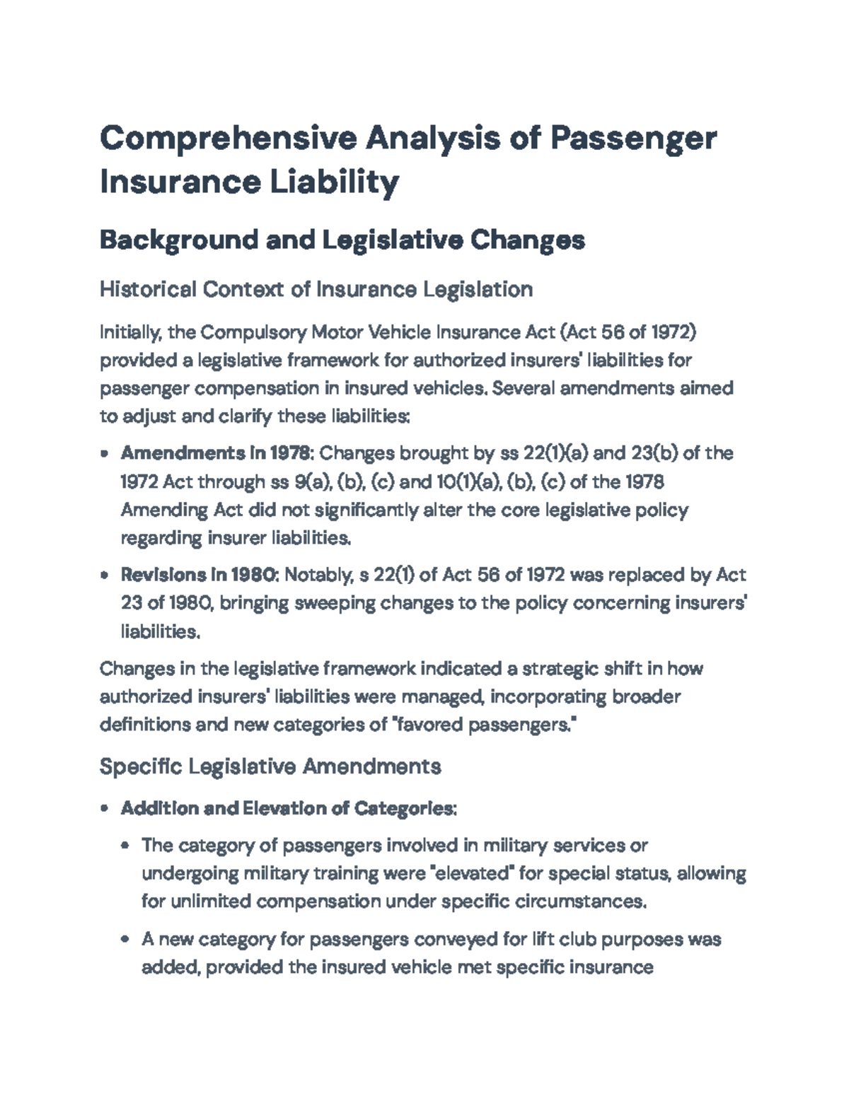 Comprehensive Overview of Insurance Liability for Passengers (LAW 101 ...