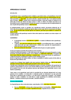 Aprendizaje Vicario: Observación y Modelado según Bandura (APRENDIZAJE ...
