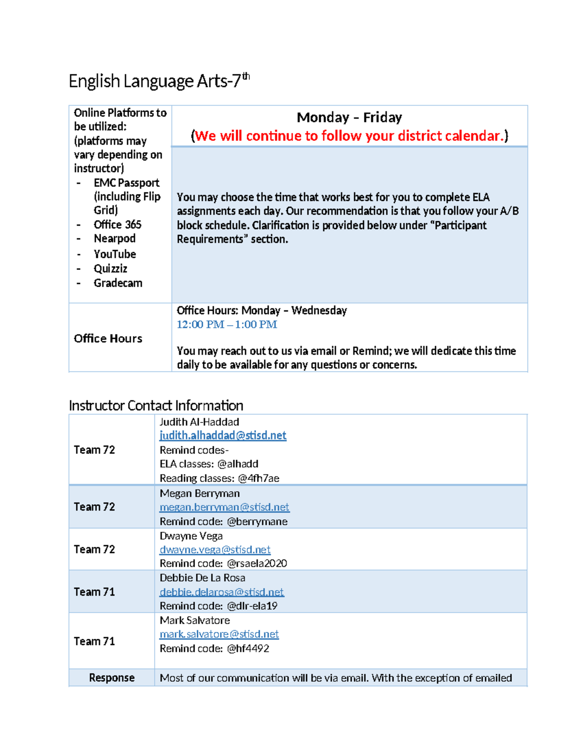 7th ELA Flexible Learning Course Syllabus - English Language Arts- th ...