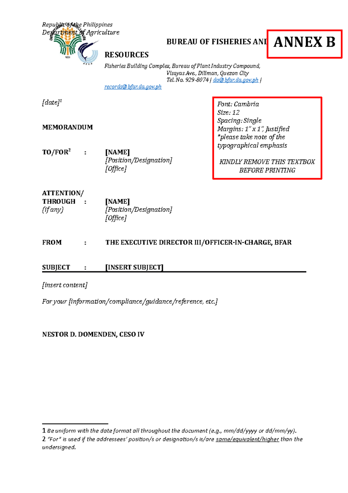 2022 BFAR Templates - notes - Department of Agriculture BUREAU OF ...