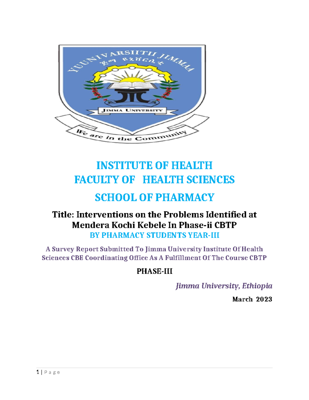 CBTP Phase-III Interventions: Addressing Community Drug Issues in ...
