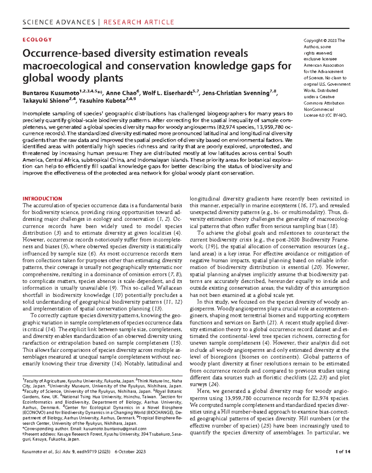 Global Woody Plant Diversity Patterns: Gaps in Macroecology & Conservation (Sci - Studocu