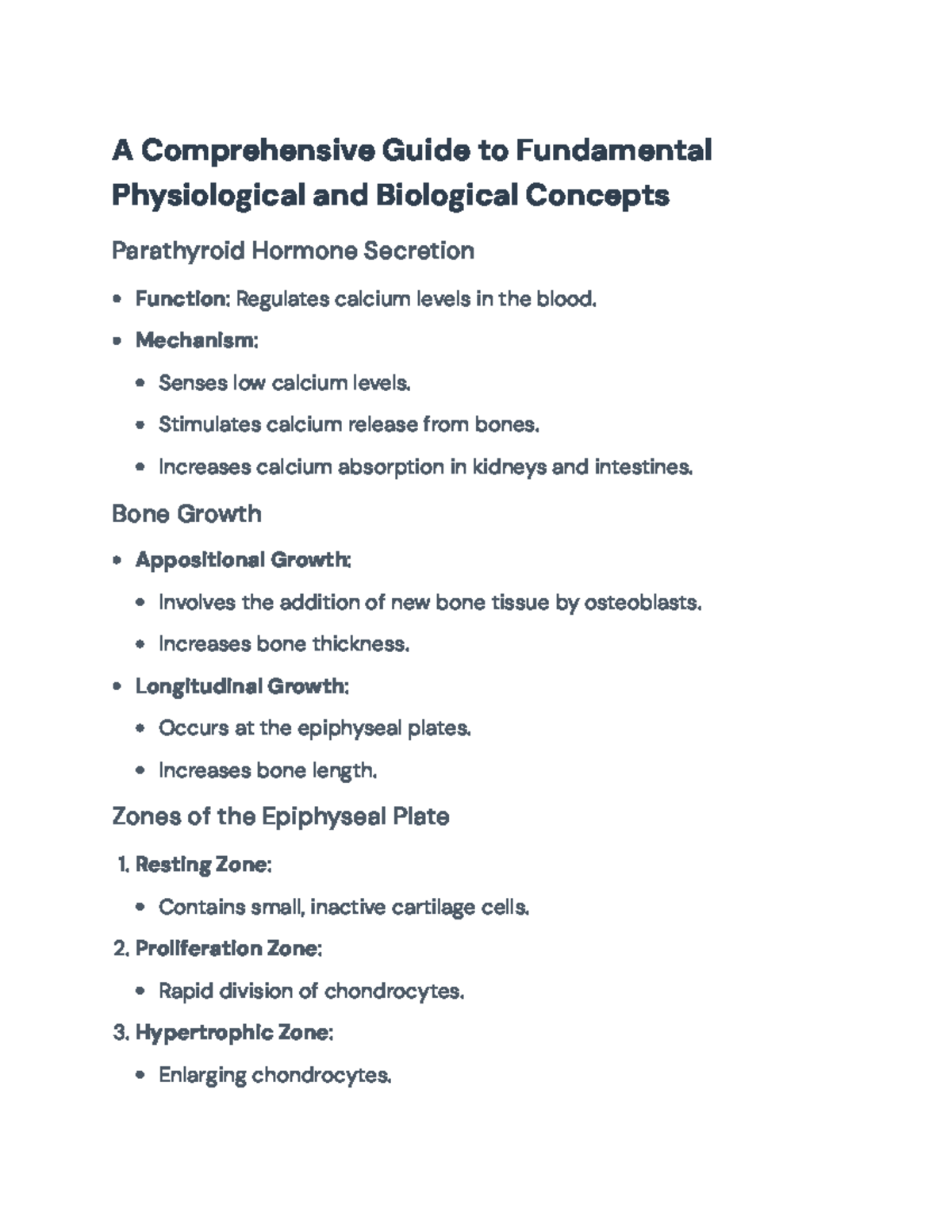 Comprehensive Study Guide: Physiological & Biological Concepts - A ...