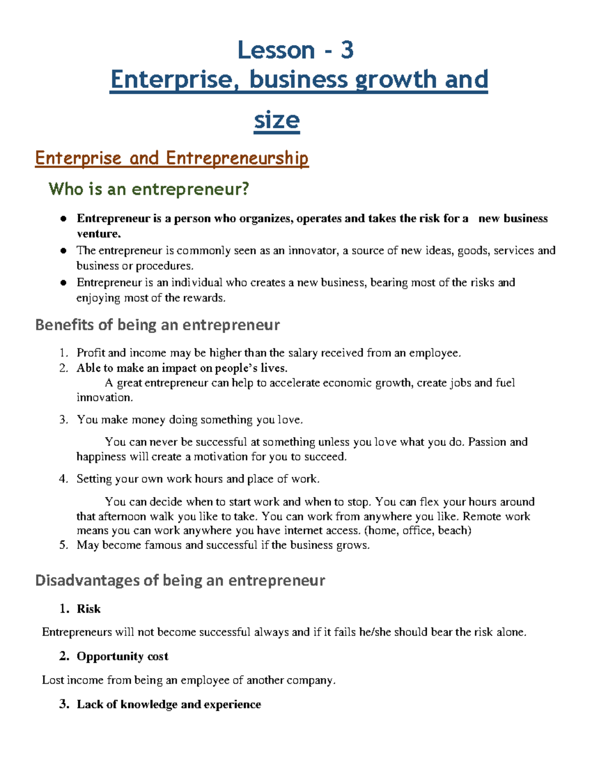 3rd Enterprise Business Growth Lessons and Key Insights - Studocu