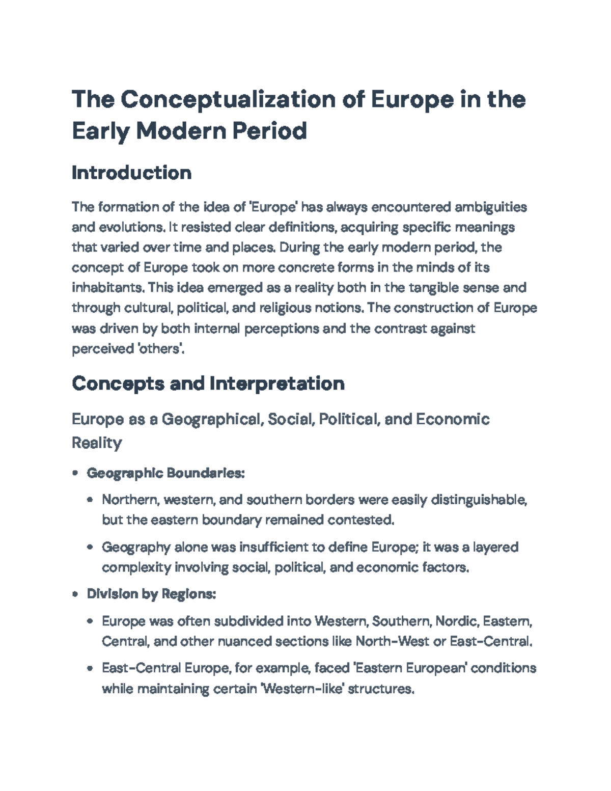 The Conceptualization of Europe in the Early Modern Period: An Analysis ...