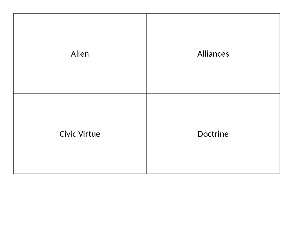 Unit 5 Vocabulary Word Cards: Civic Virtue & Political Terms - Studocu