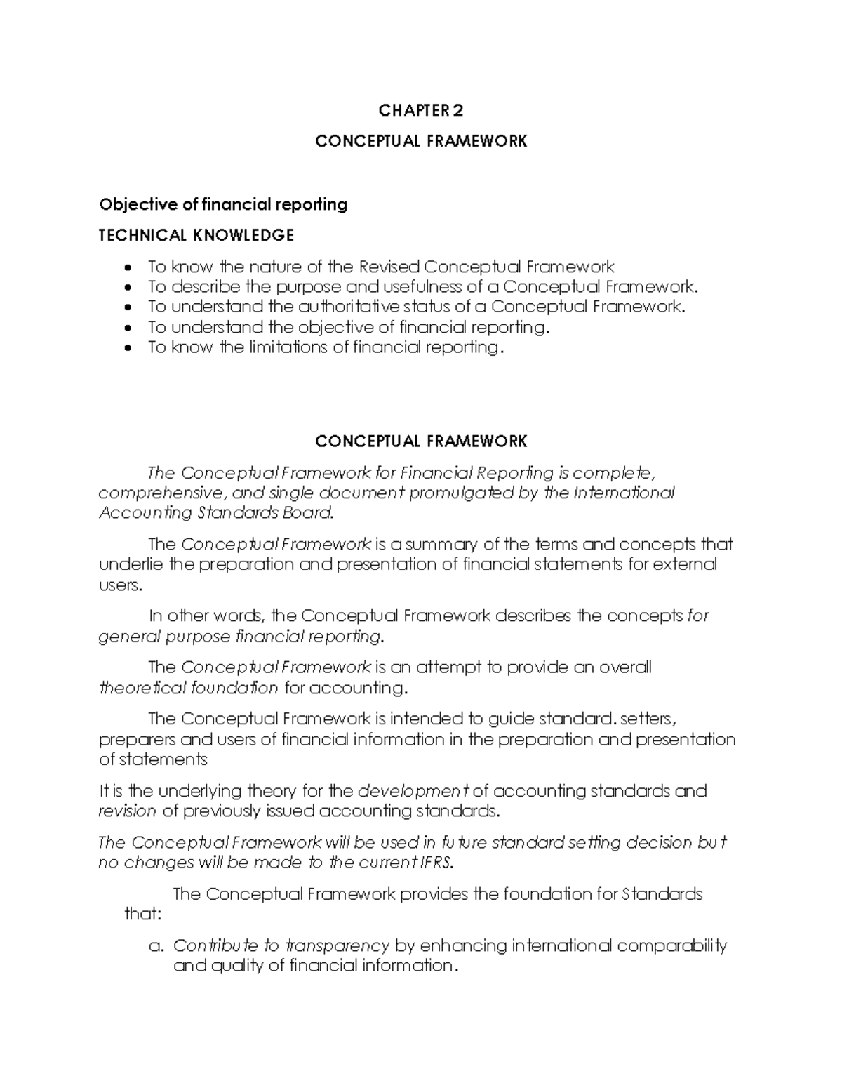 CFAS - Chapter 2 - Discussion Questions on Conceptual Framework - Studocu