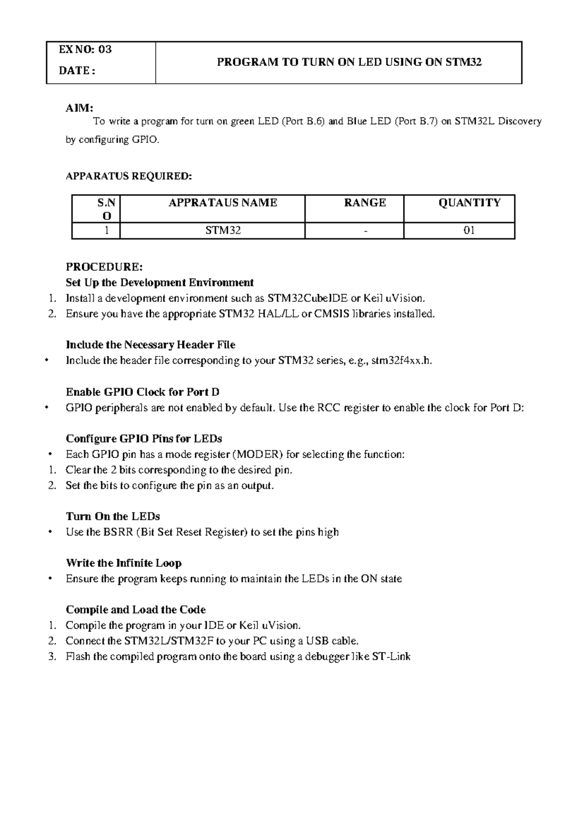 CEC369 IOT Processor Lab: LED Control Program on STM32 - Studocu