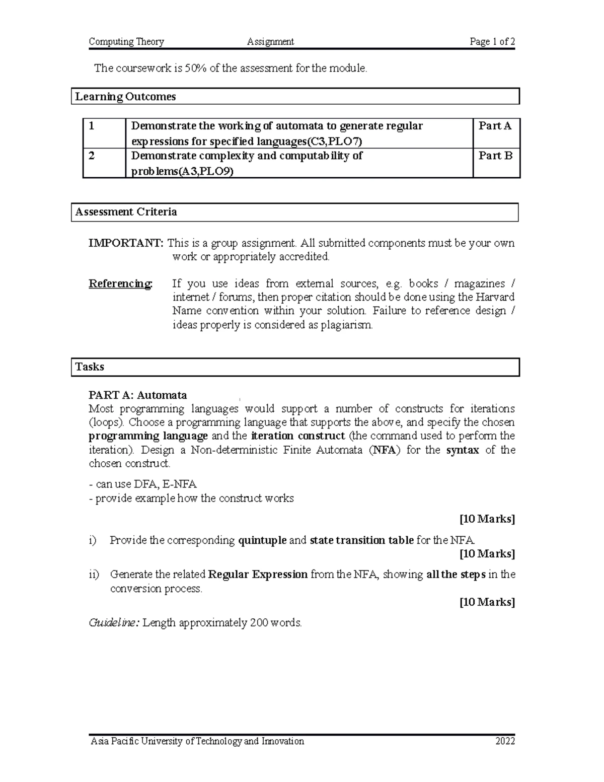 CTF Strategies Module Descriptor VE1 - Asia Pacific University - Studocu