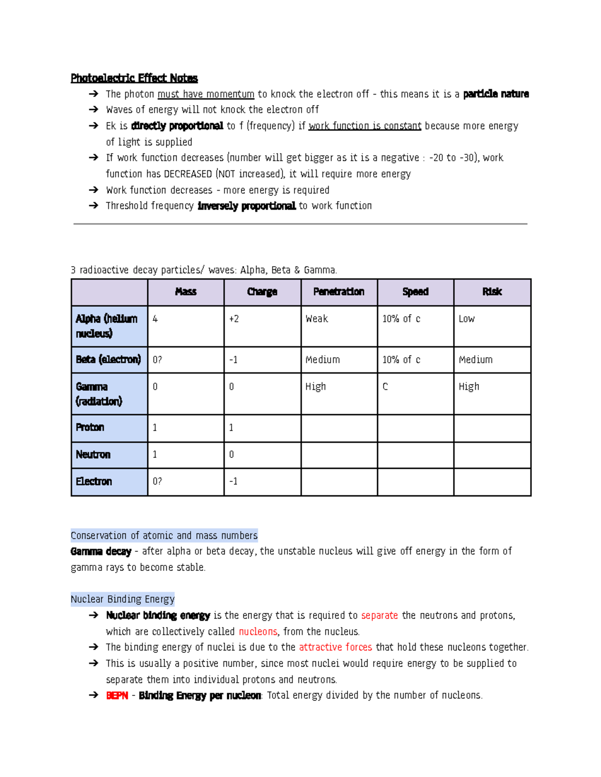 Modern Physics - Topic 3: Photoelectric Effect and Nuclear Energy Notes ...
