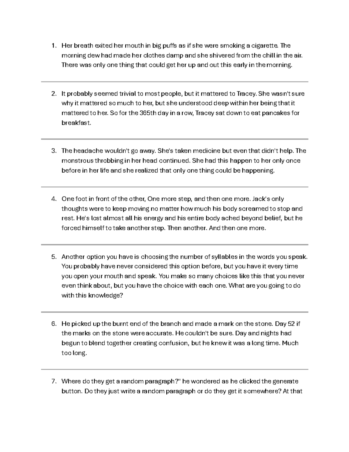 Creative Writing Exercise: Exploring Character Emotions and Actions ...