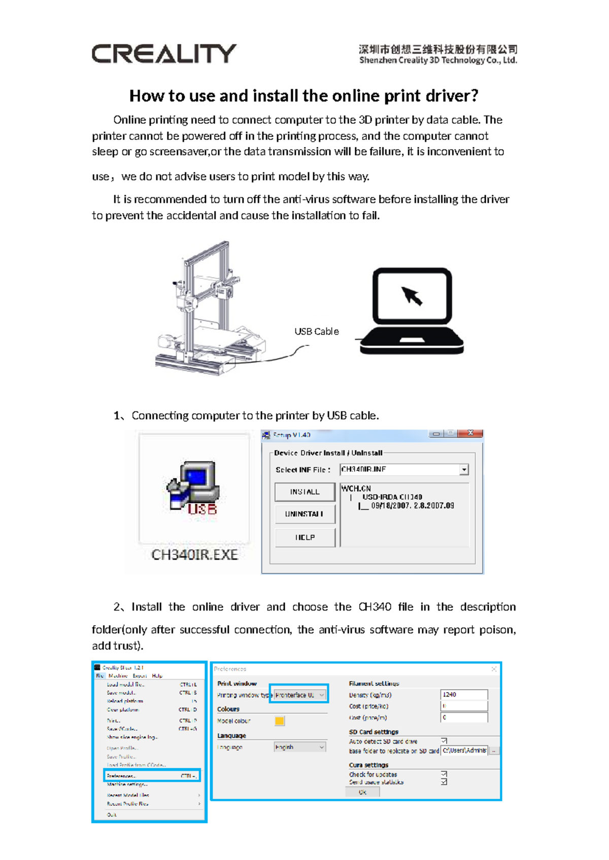 CH340 Guide: Installing the Online Print Driver for 3D Printing - Studocu