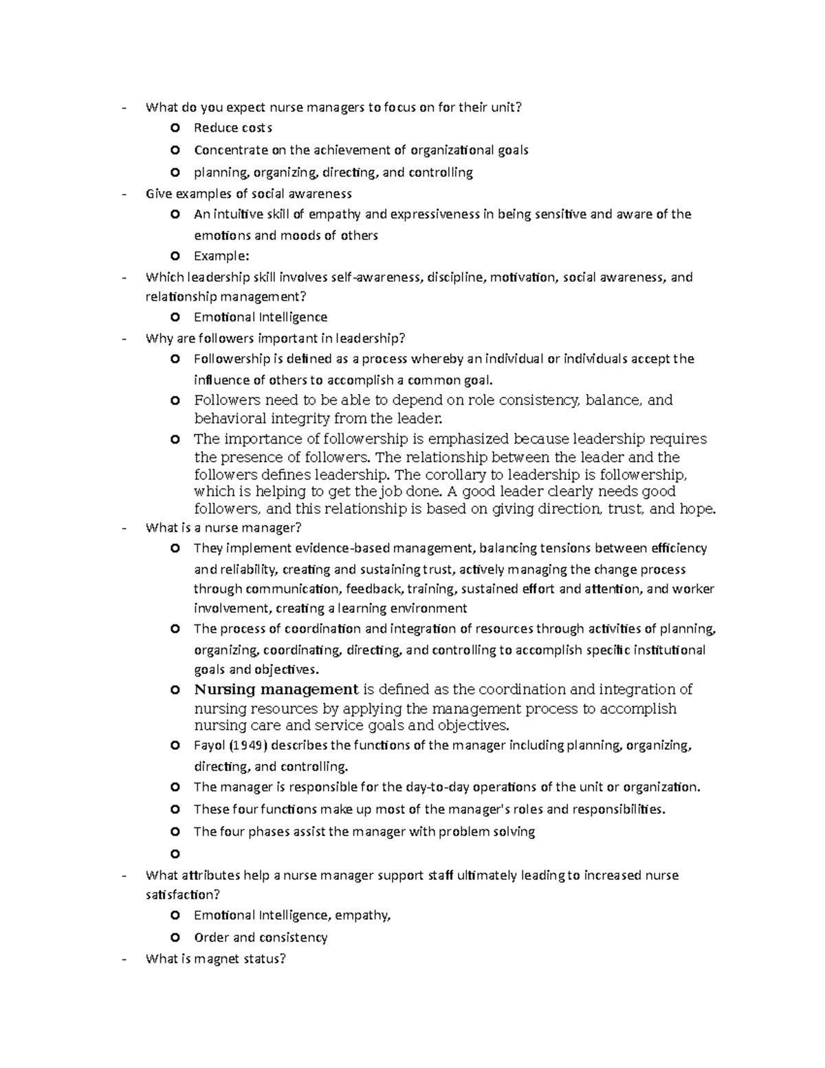 Exam 1 Study Guide for Professional Leadership - What do you expect ...