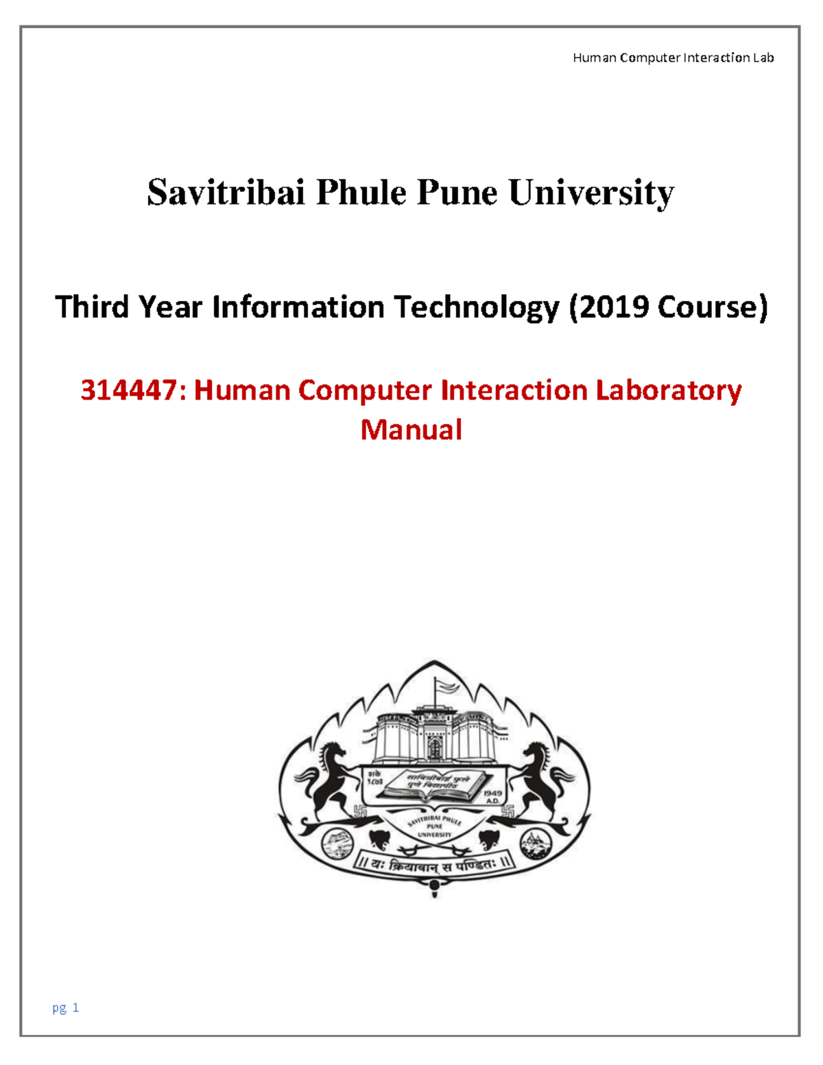 314447: Human Computer Interaction Lab Manual for IT Students - Studocu
