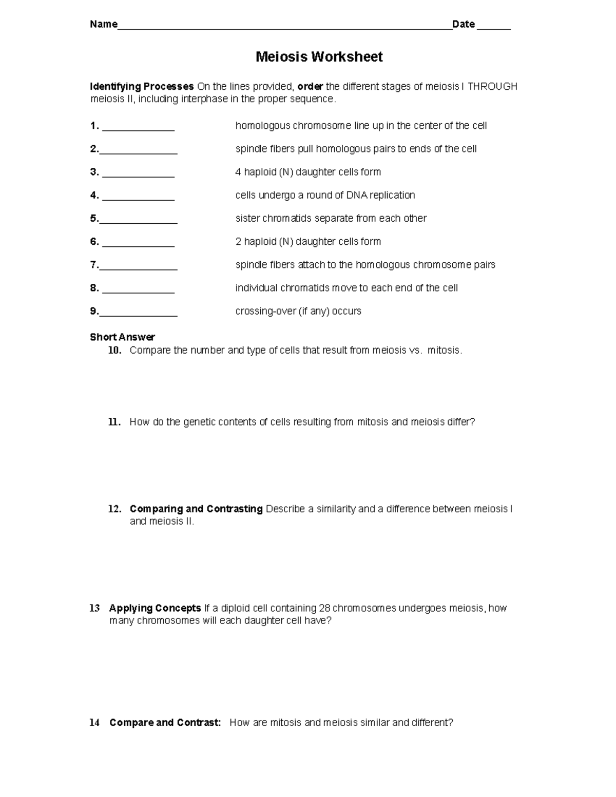 Meiosis worksheet 2022 - Name ...