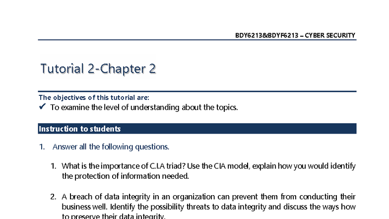 CYBER SECURITY Tutorial 2: Understanding C.I.A Triad & Data Integrity ...