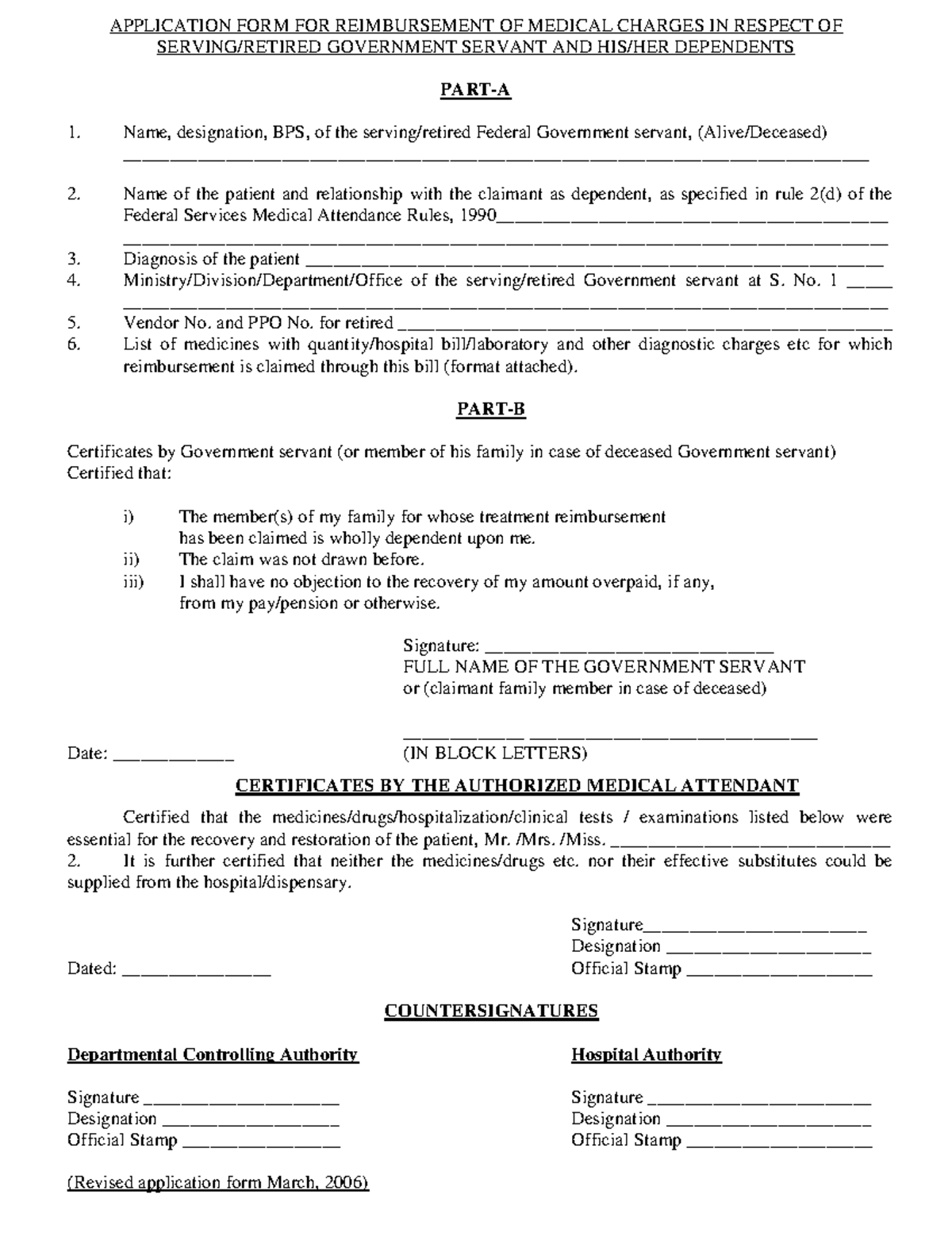 Medical Reimbursement Application Form for Federal Servants - Studocu