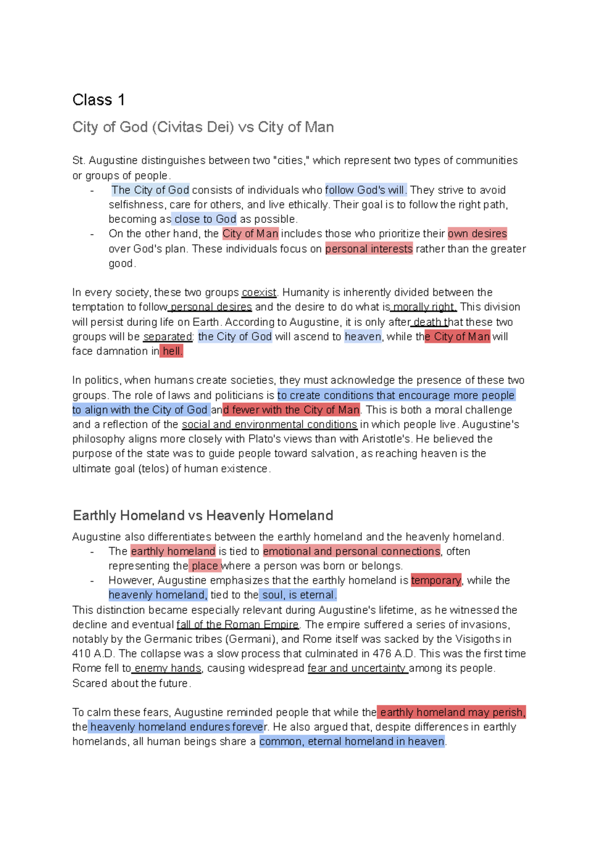 Political Thinking 2: City of God vs City of Man - St. Augustine's ...