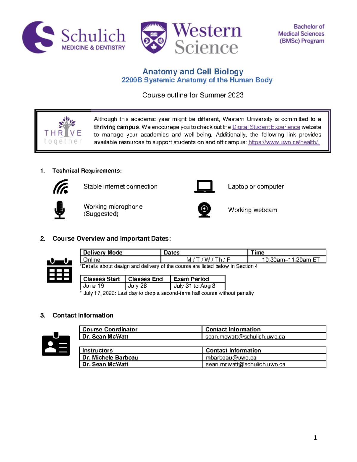2200B Systemic Anatomy Syllabus - Summer 2023 Overview - Studocu