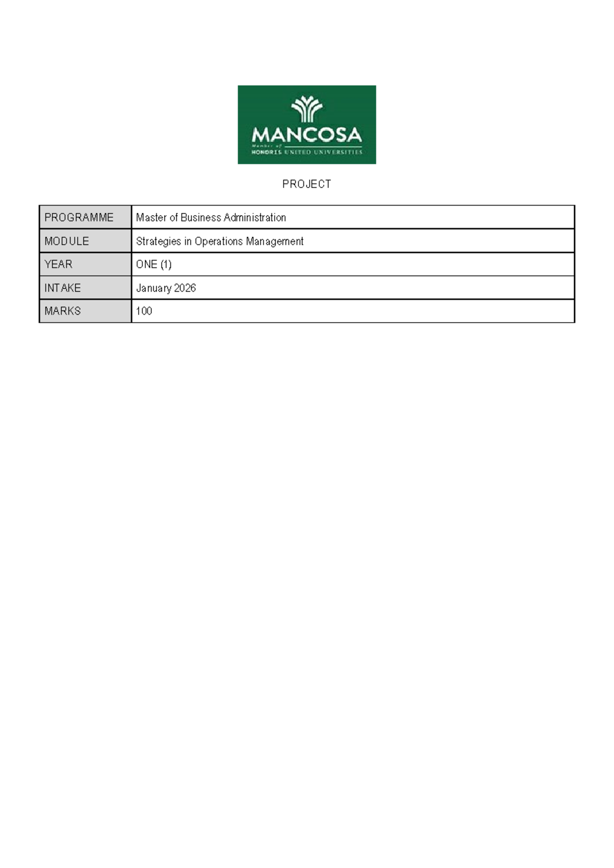 Formative Assessment 2: Strategies in Operations Management (MBA) - Studocu