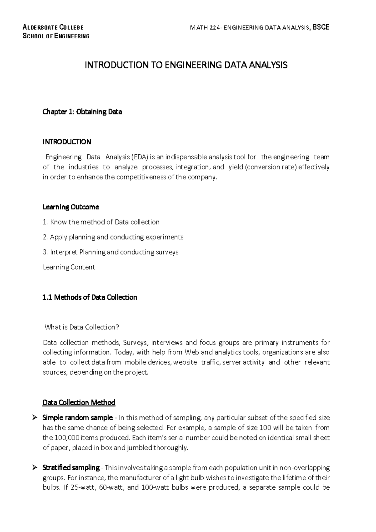 Module 1 Intro To Engineering Data Analysis Eng101 Chapter