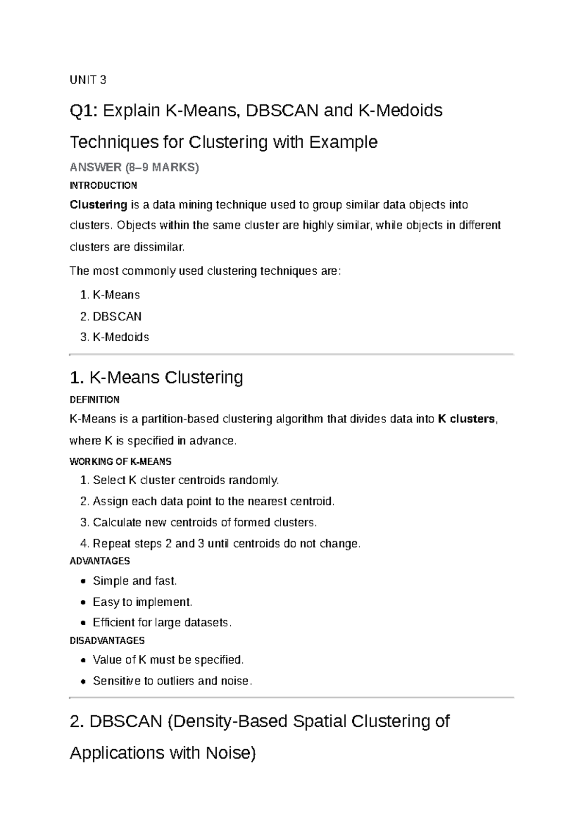 DMW-1: DBSCAN Clustering Techniques & Data Warehouse Implementation ...