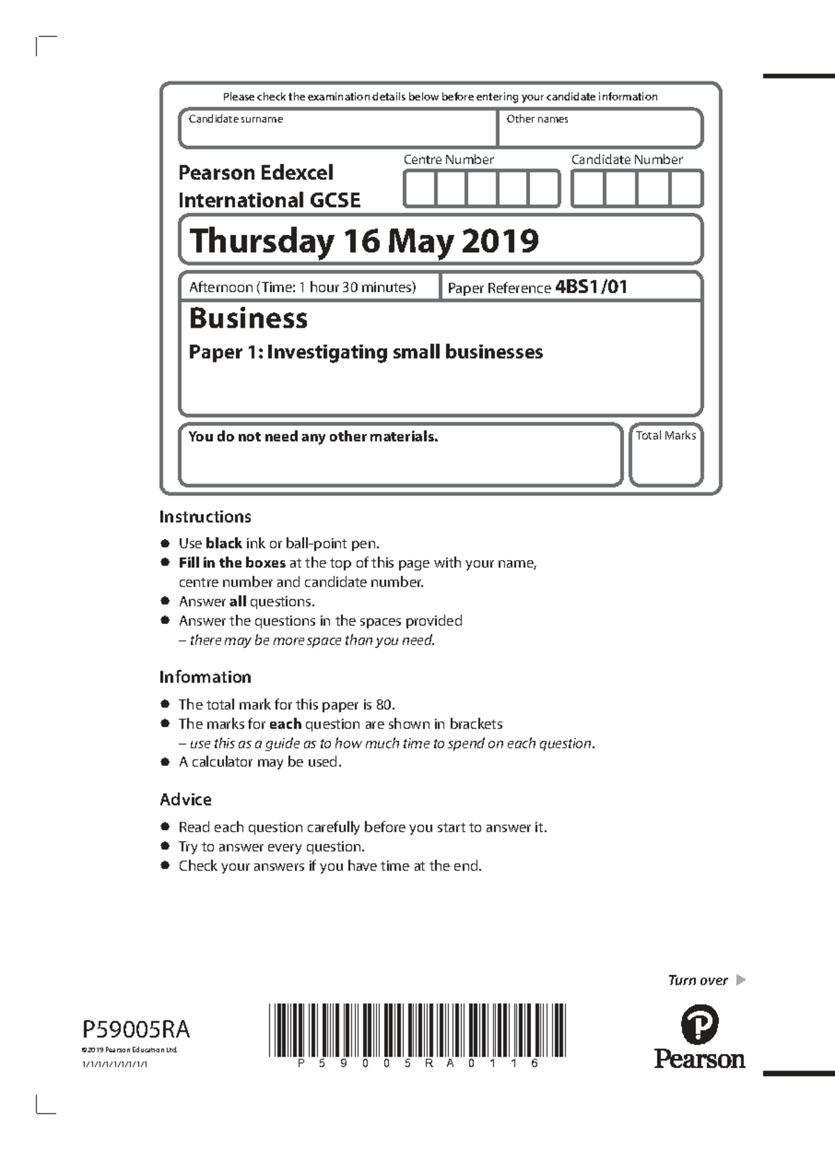 International GCSE Business Paper 1: Exam Details & Instructions - Studocu