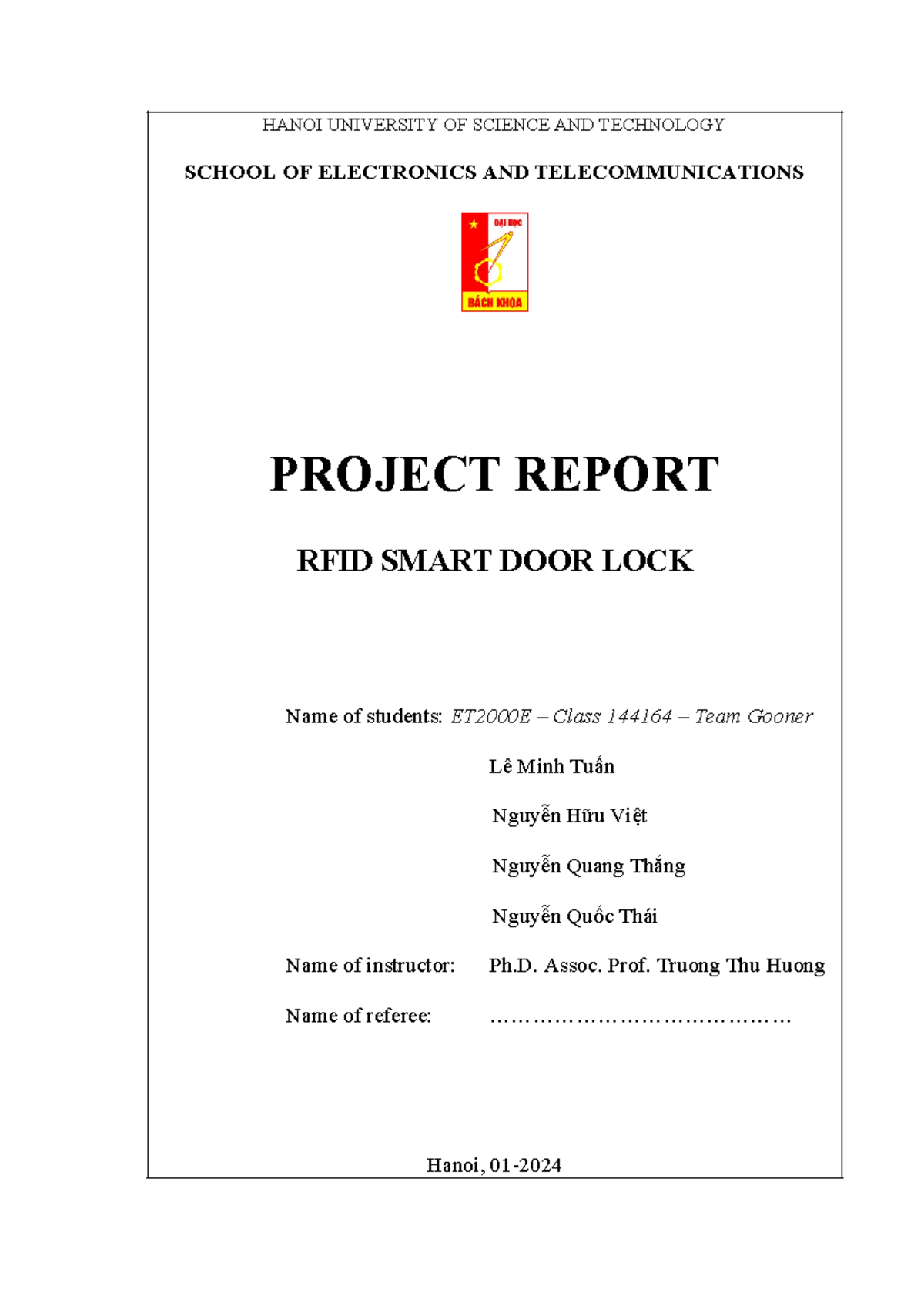 ET2000E-Final-Report-Smart-Door-Lock-Project-2024 - Studocu