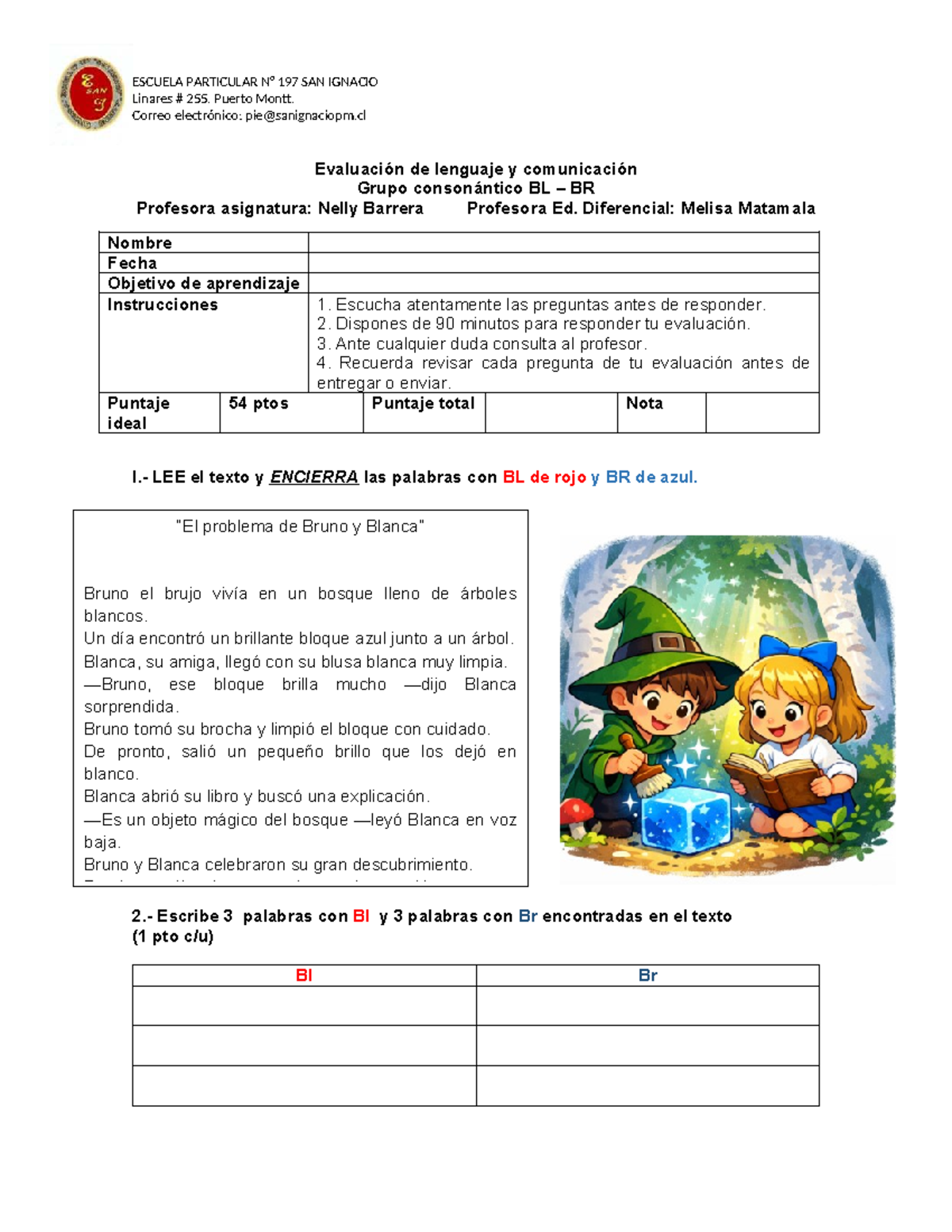 Evaluación de Lenguaje y Comunicación: Grupo Consonántico BL BR - Studocu