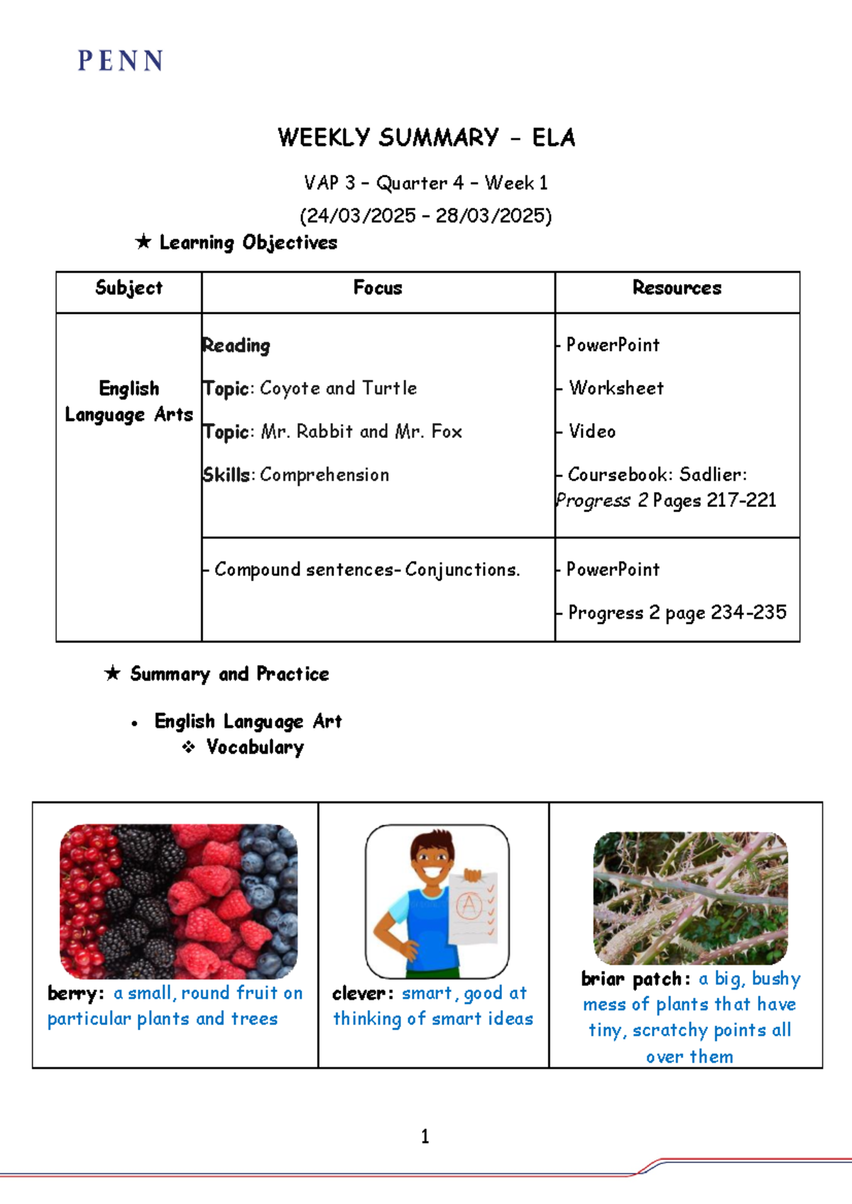 Weekly ELA Summary - VAP 3 - Q4 - Wk 1 Overview and Practice - Studocu