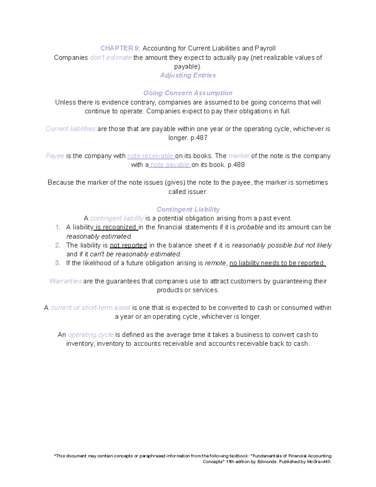 Principles of Financial Accounting CH9 notes - CHAPTER 9: Accounting ...