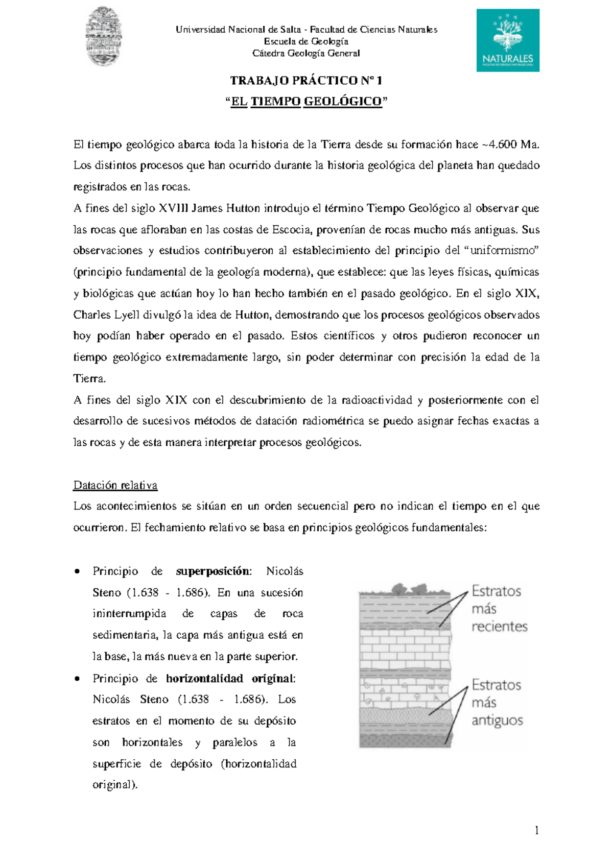 Hoja De Trabajo Sobre El Tiempo Geológico Datación Geológica