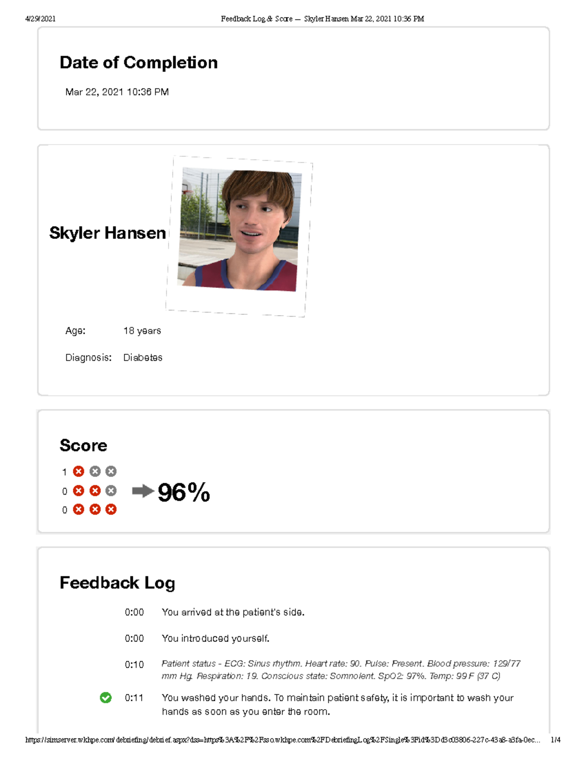Skyler Hanson - Diabetes Case Study & Patient Assessment Report - Studocu