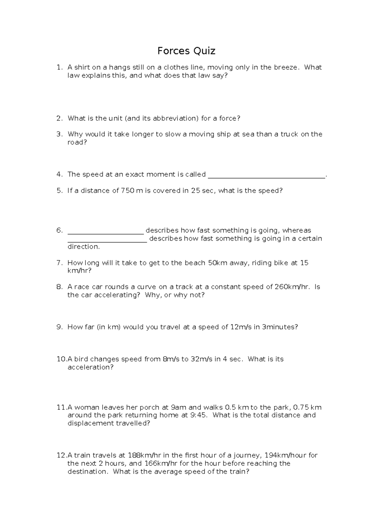 Forces Quiz - Summary for Business Course - Studocu