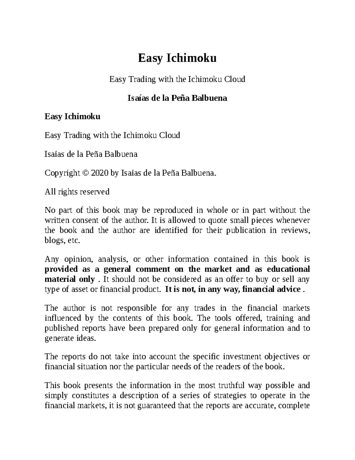 Easy Ichimoku Trading Strategies - Isaias de la Peña Balbuena - Studocu