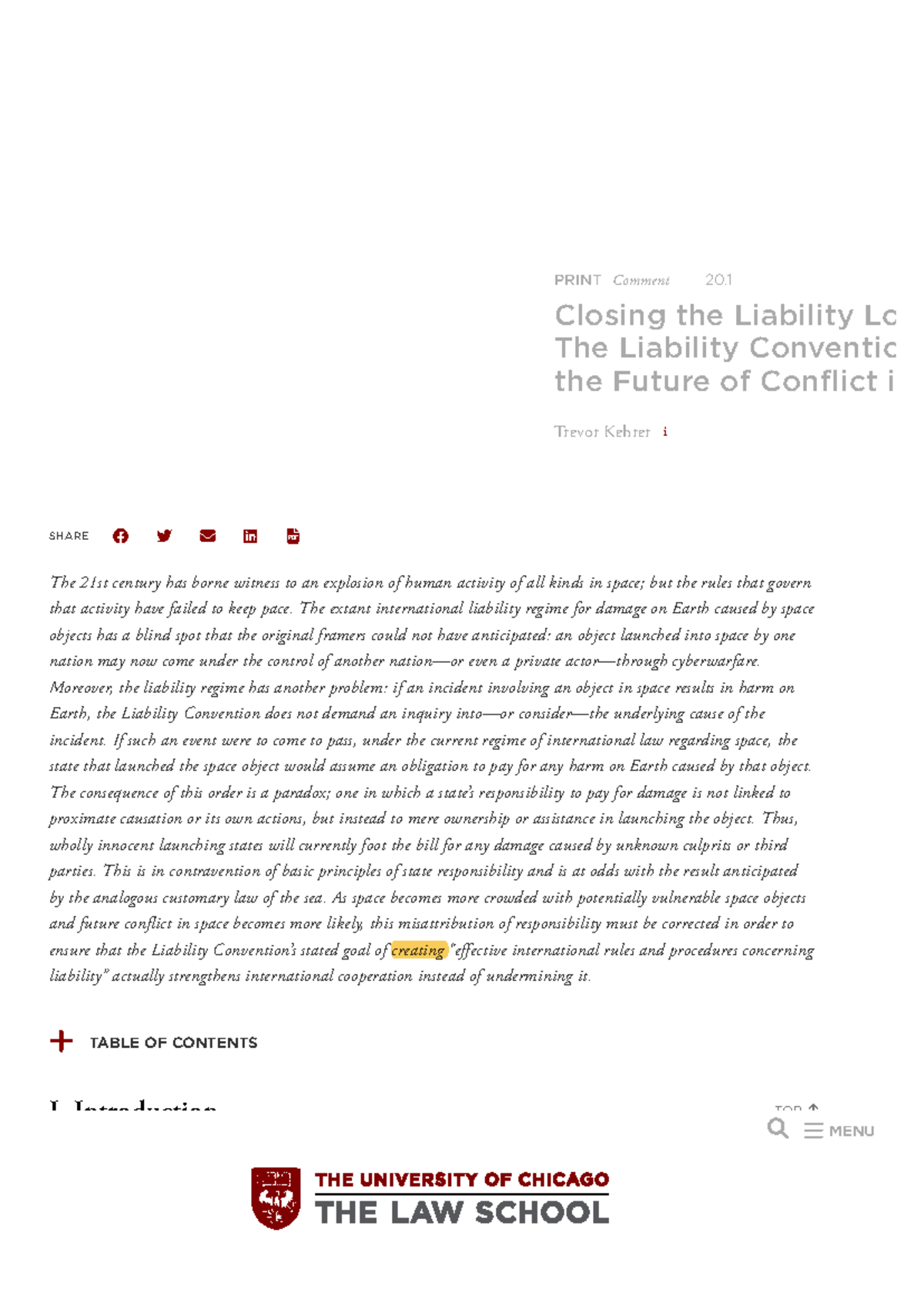 Closing the Liability Loophole: The Liability Convention and Future ...