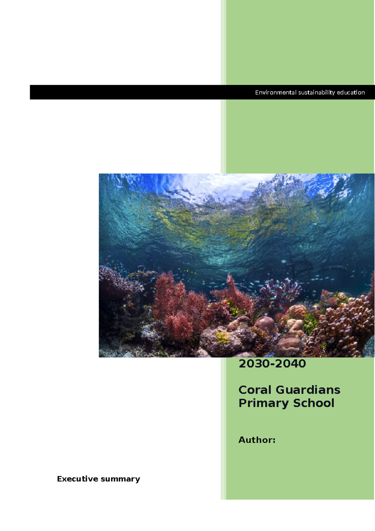 Environmental Sustainability Education at Coral Guardians PS: A Vision ...