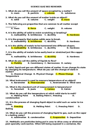 Grade 3 science quiz bee - Grade 3 Science Quiz Bee Reviewer Easy Round Which of the following ...